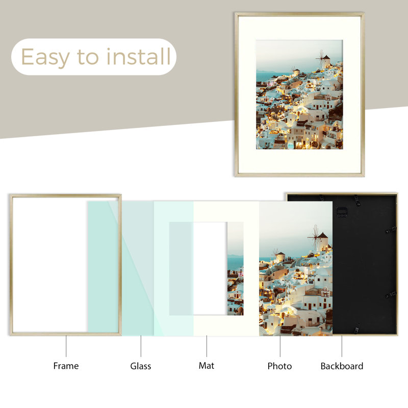 Three Posts™ Luray 7 Piece Matte Metal Gallery Picture Frame with Real Glass Set & Reviews | Wayfair